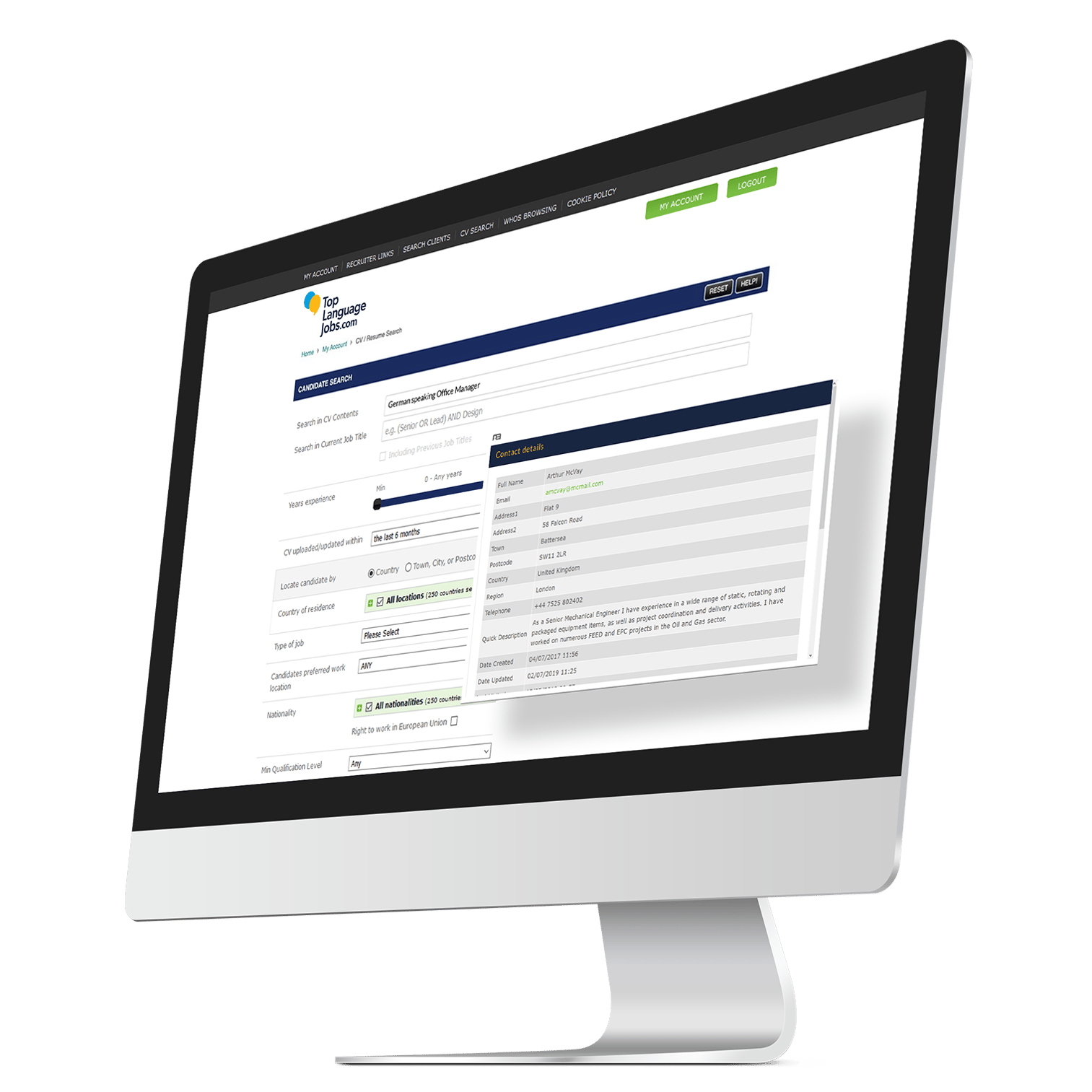 Search our Huge CV Database | Toplanguagejobs.com